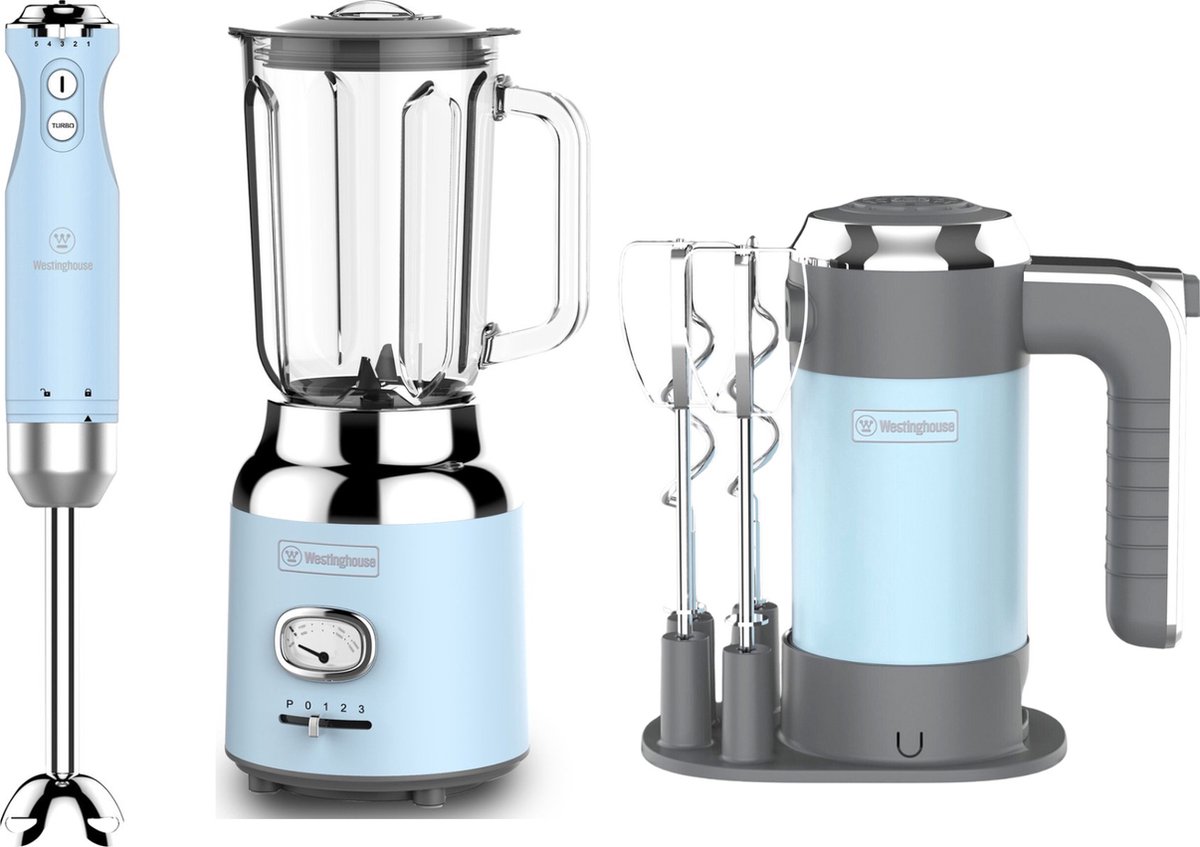 Westinghouse - Retro - Hand mixer + Hand blender + Blender - Blue ...